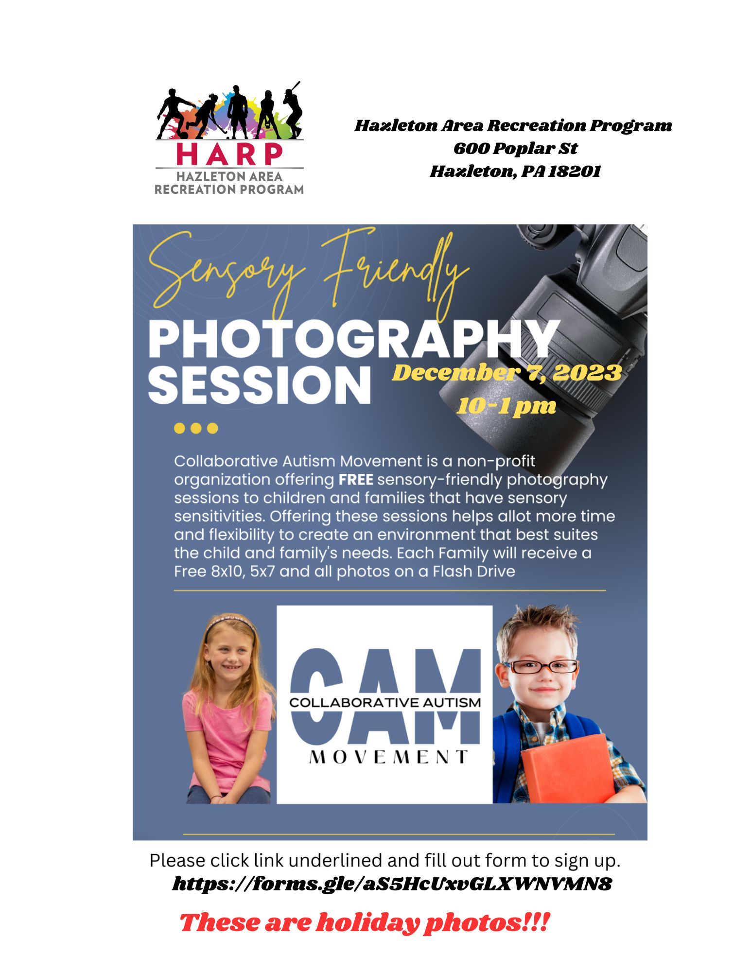 Hazleton Area Recreation Program: Sensory-Friendly Photography Sesion ...